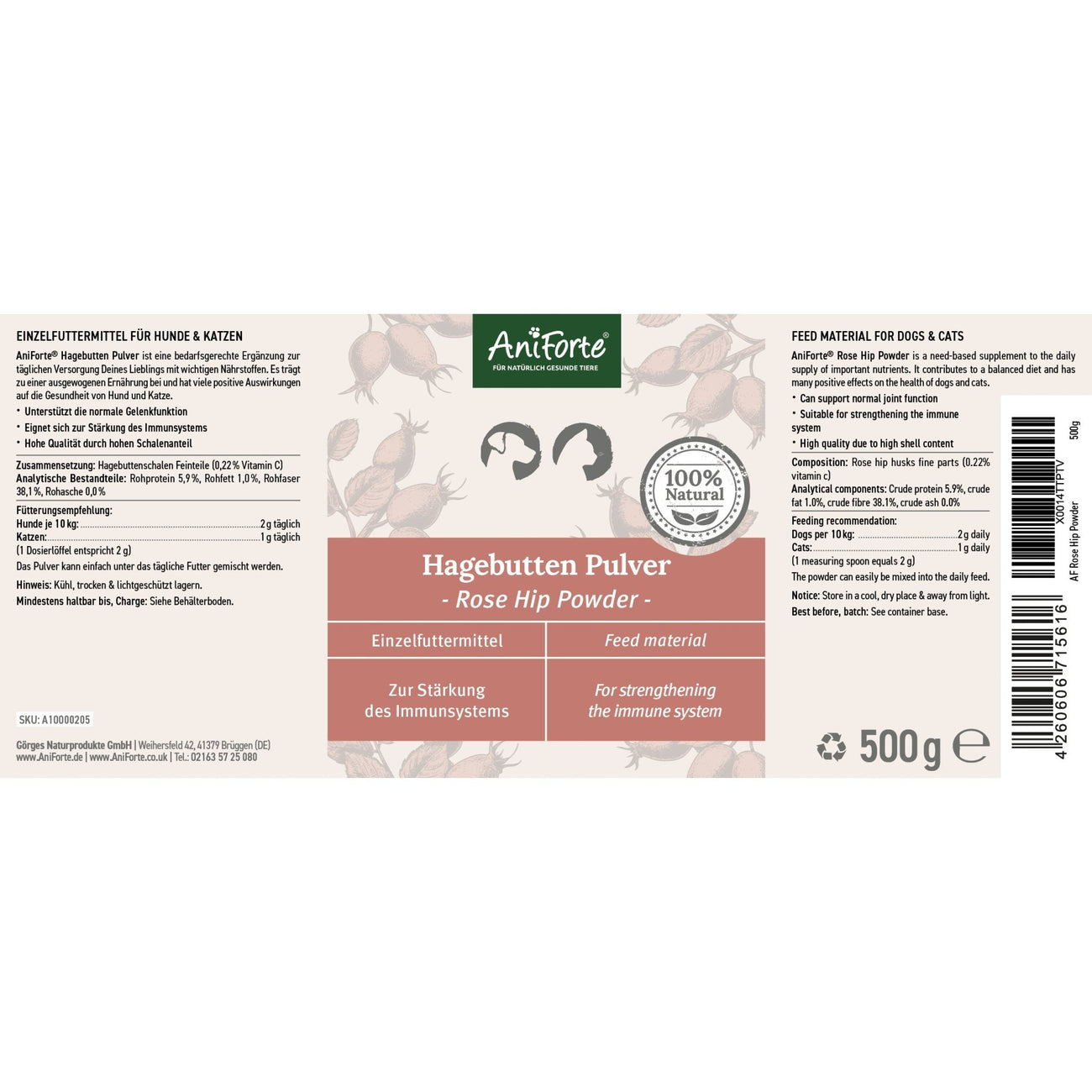 Rose Hip Powder for Dogs & Cats | Supports Joints & Immune System