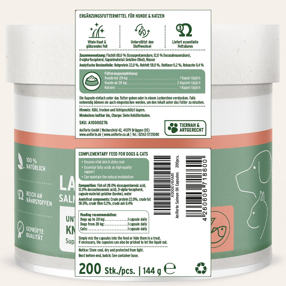 Omega-3 EFA Pure Salmon Fish Oil for Dogs & Cats | AniForte UK